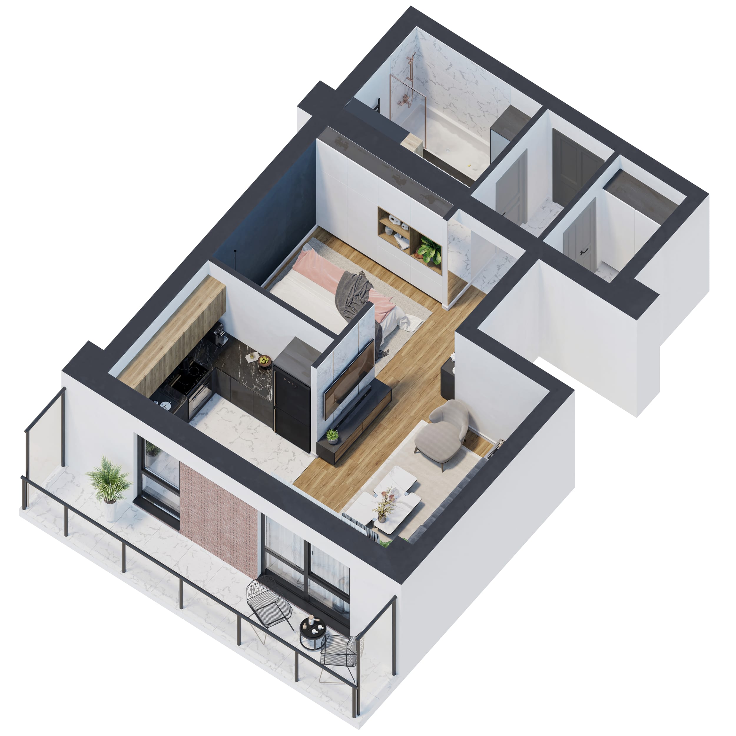 Apartament 1 camera tip 1 52.01 m² - Lapis Residence Iasi